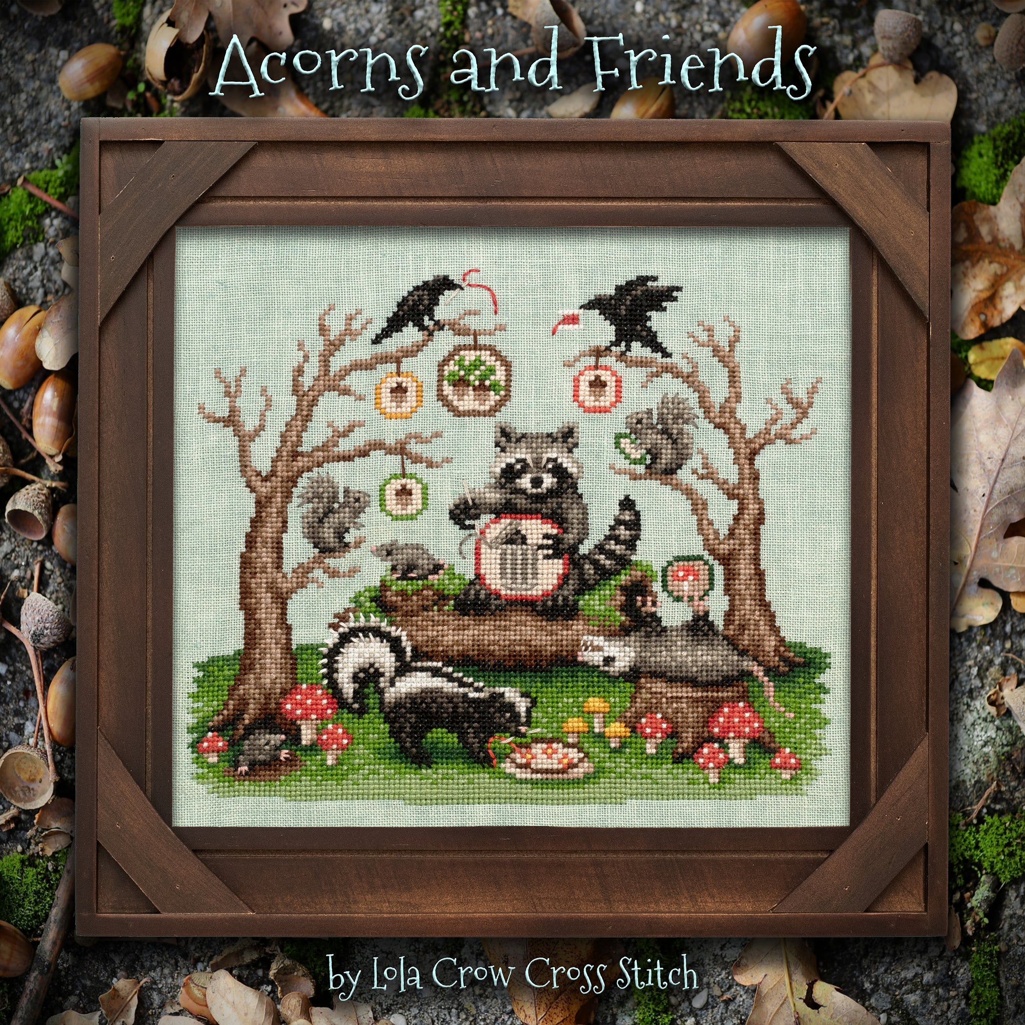 Acorns and Friends - Digital PDF Cross Stitch Pattern – Lola Crow Cross ...