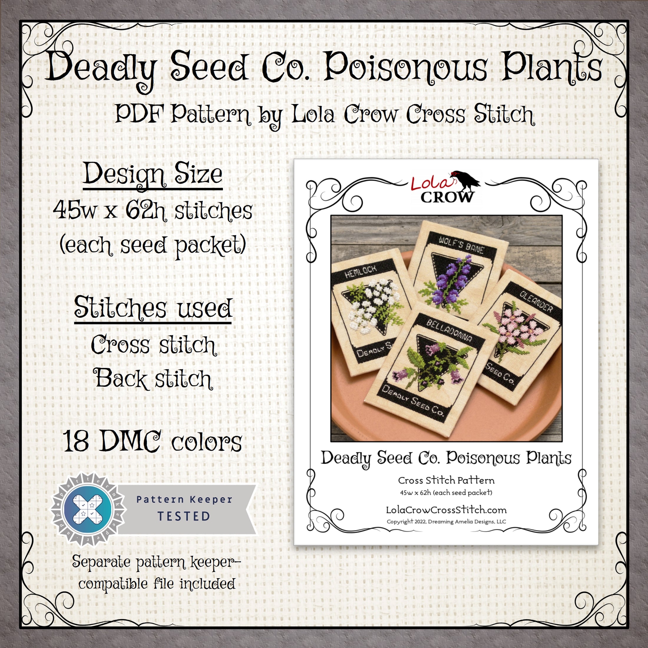 Deadly Seed Co. - Digital PDF Cross Stitch Pattern – Lola Crow Cross Stitch