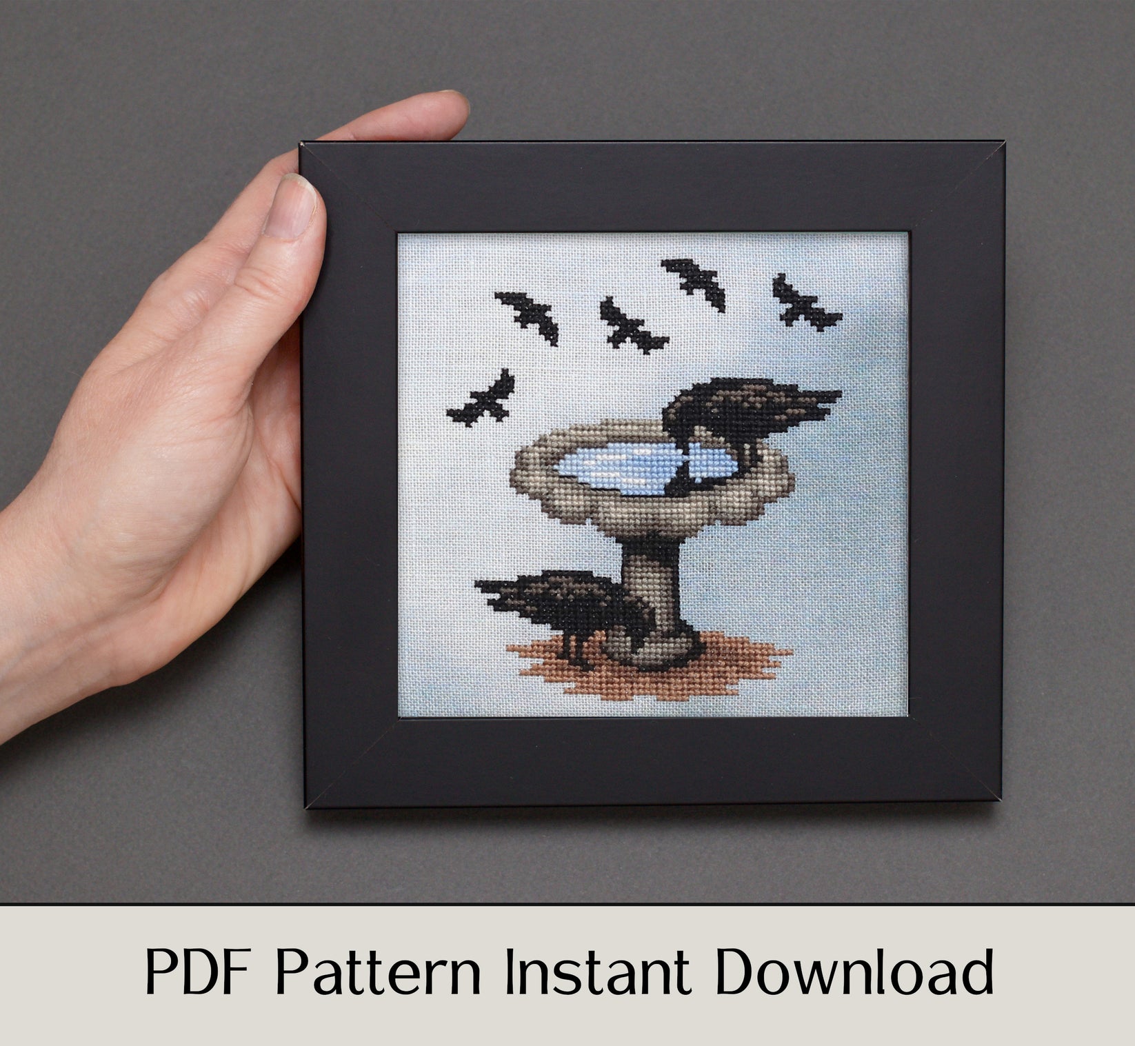Narcissus the Crow - Digital PDF Cross Stitch Pattern – Lola Crow Cross ...