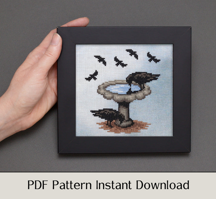 Narcissus the Crow - Digital PDF Cross Stitch Pattern – Lola Crow Cross ...
