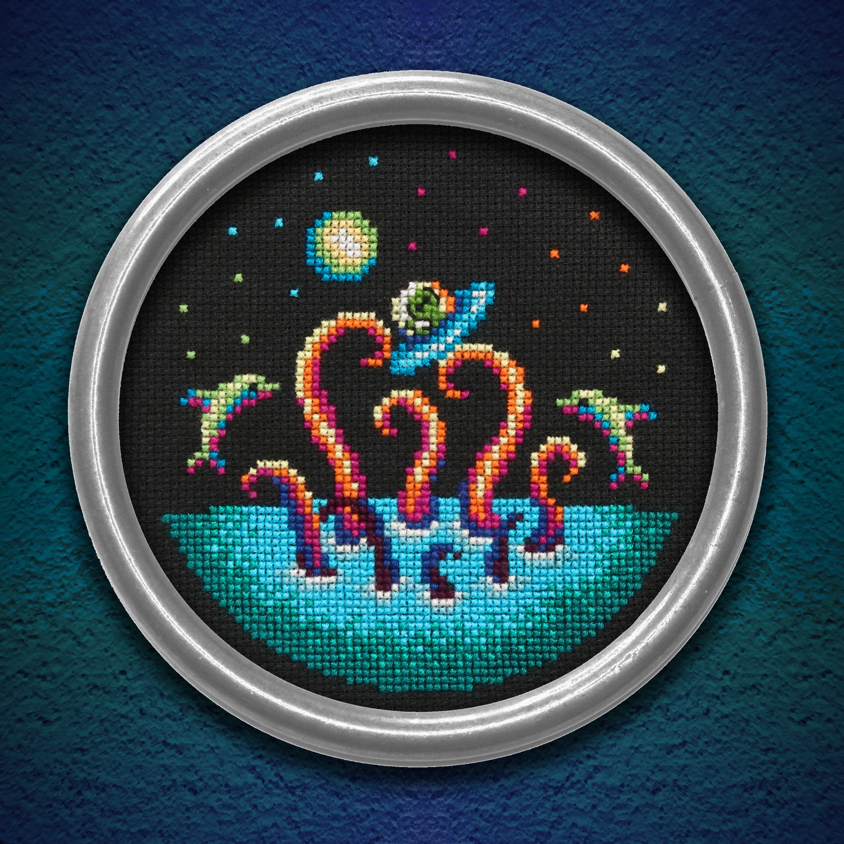 Neon Kraken - Digital PDF Cross Stitch Pattern – Lola Crow Cross Stitch