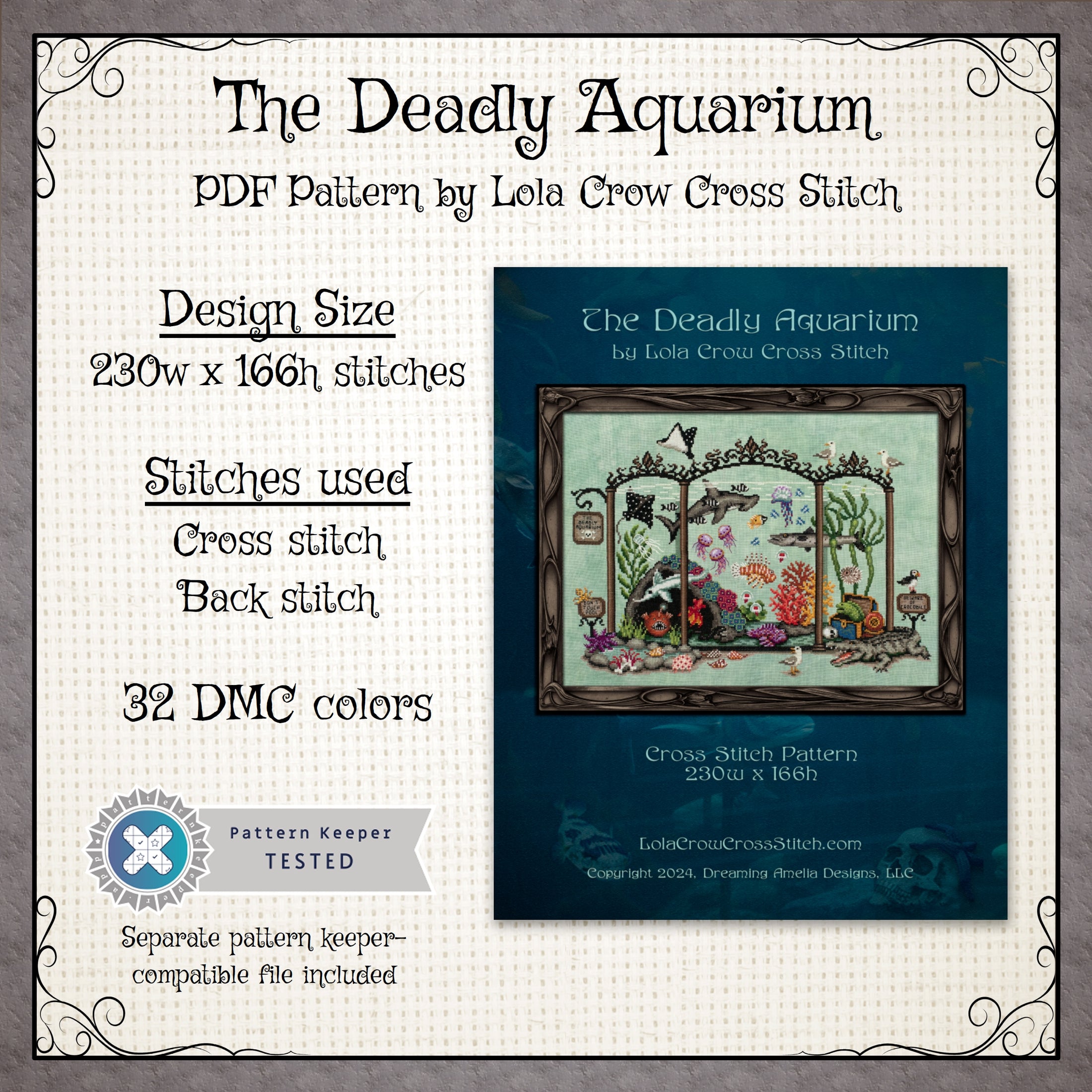 The Deadly Aquarium - Digital PDF Cross Stitch Pattern – Lola Crow ...