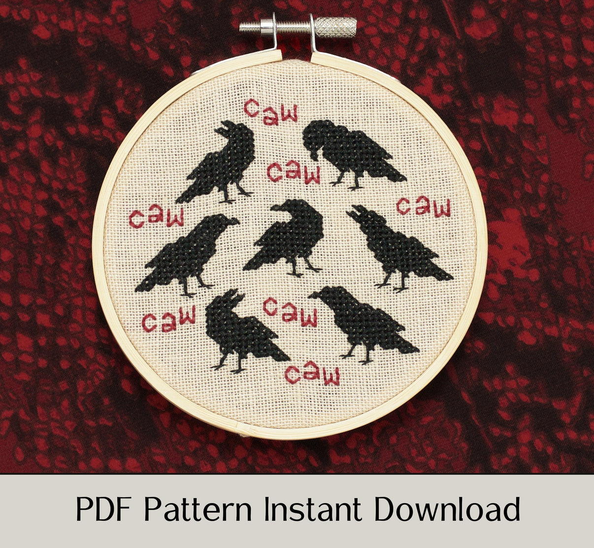 Caw Caw Caw - Digital PDF Cross Stitch Pattern – Lola Crow Cross Stitch
