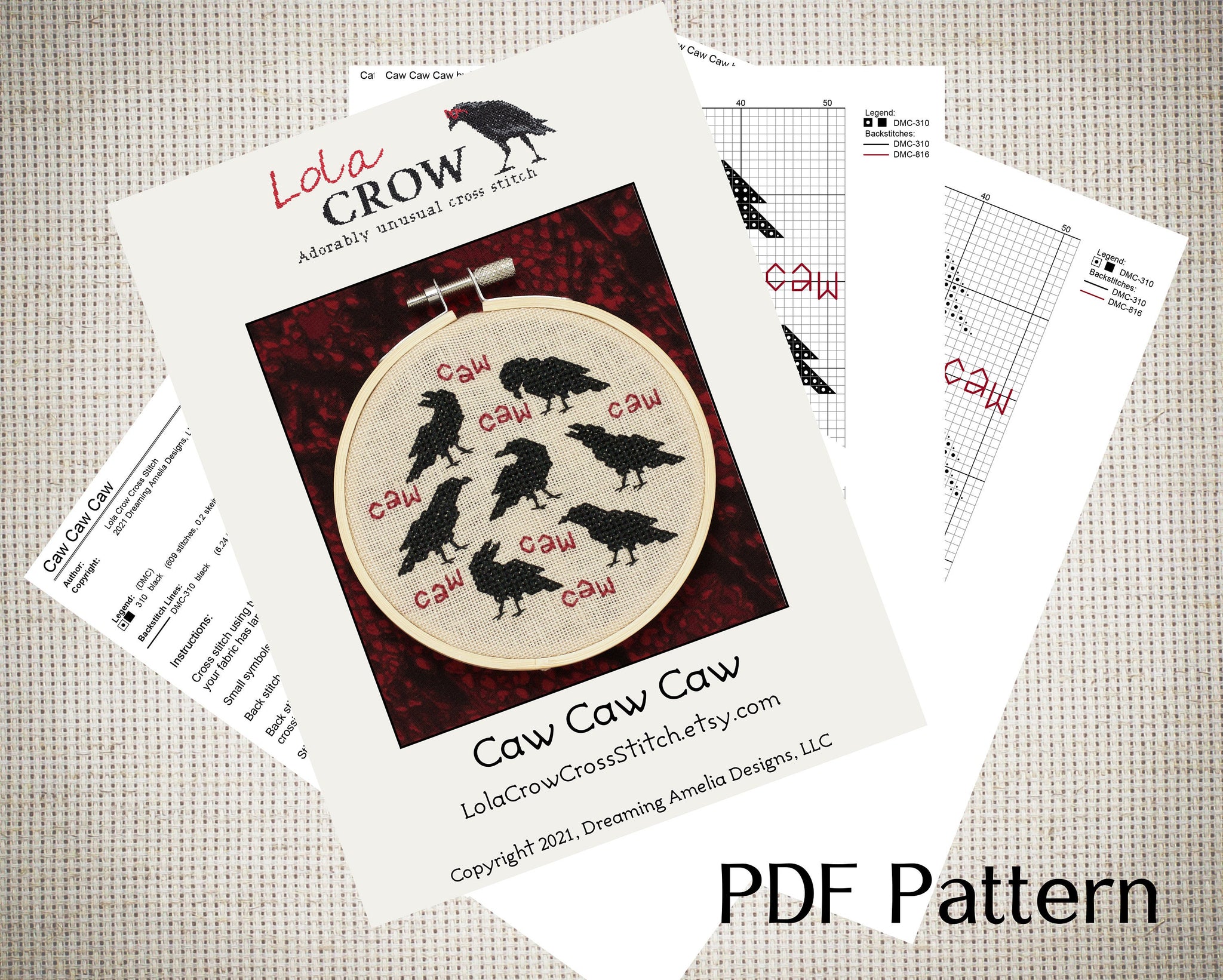 Caw Caw Caw - Digital PDF Cross Stitch Pattern – Lola Crow Cross Stitch